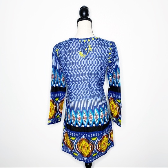 Vintage | Tops | Simi Bohemian Embroidered Patterned Tunic Dress Sm ...